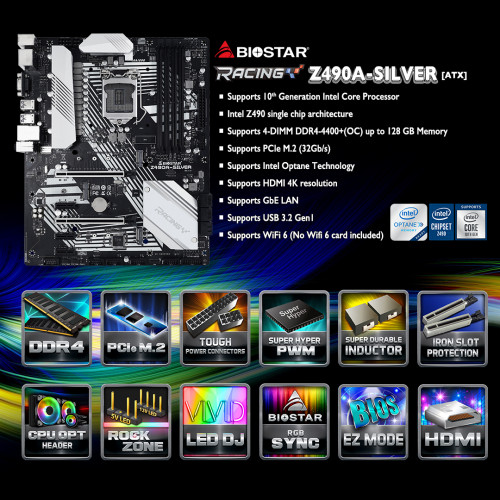 BIOSTAR MARKETING CLOUD -BIOSTAR, Z490, SILVER, Z490ASILVER, Intel ...